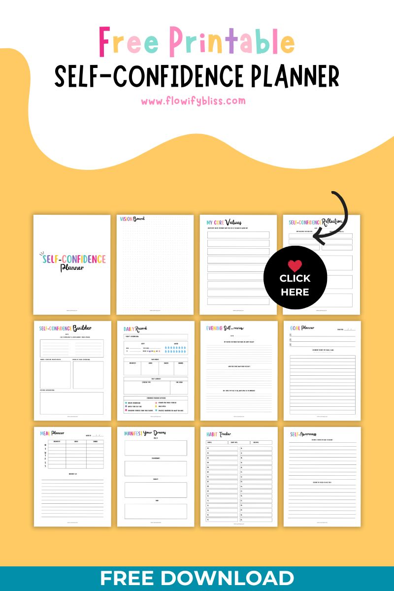 Free printable self-confidence planner template pdf download