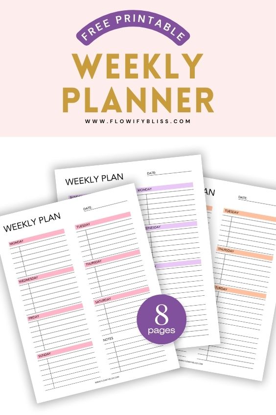 Free Printable Weekly Planner - Flowify Bliss